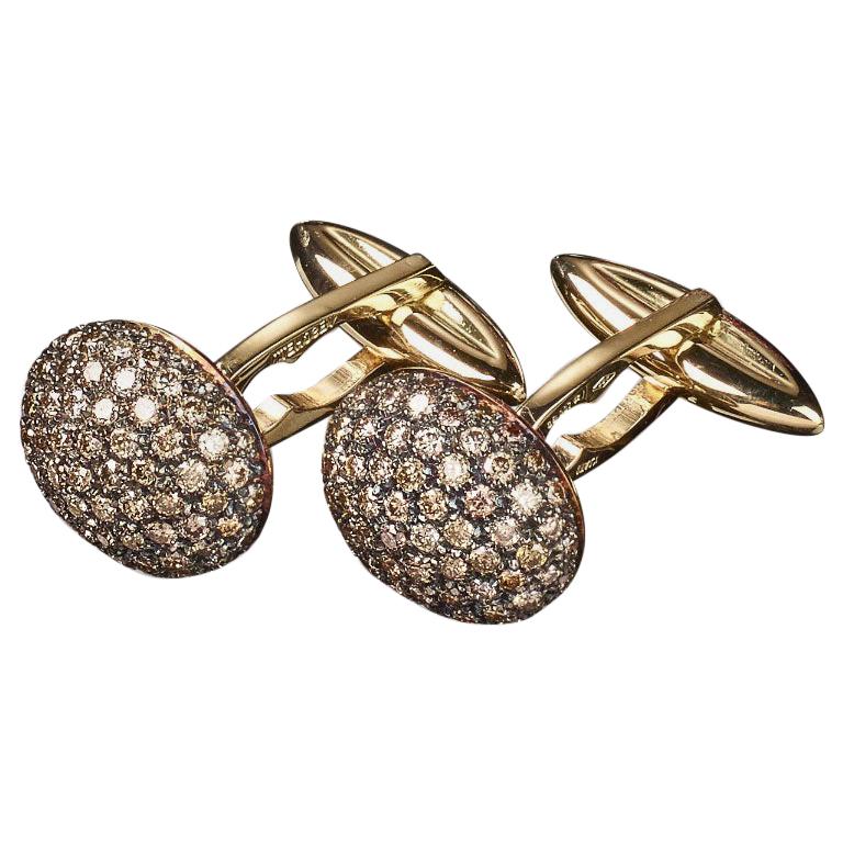 Diamond 18 Karat Yellow Gold Geometry Cufflinks For Sale at 1stDibs
