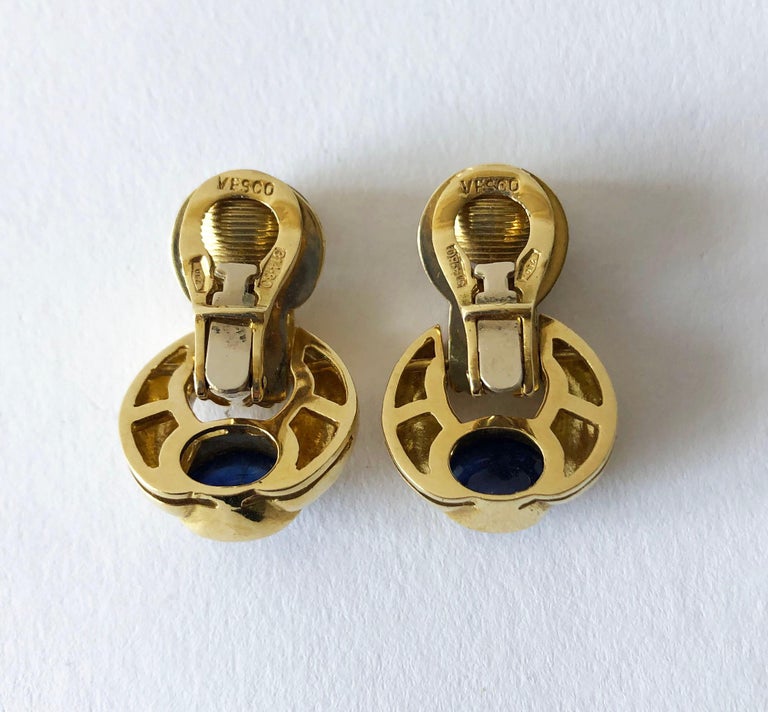 Vesco 18 Karat Gold Sapphire Ruby Door Knocker Style Earrings For Sale ...