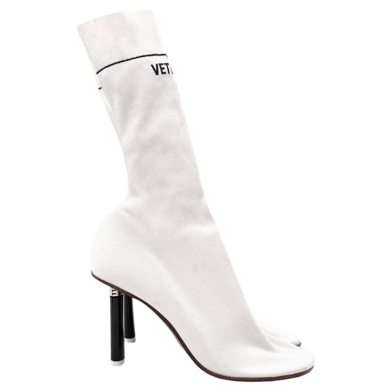 Vetements White Lighter Heel Stretch Sock Boots - US 8 For Sale at 1stDibs | vetements sock ...