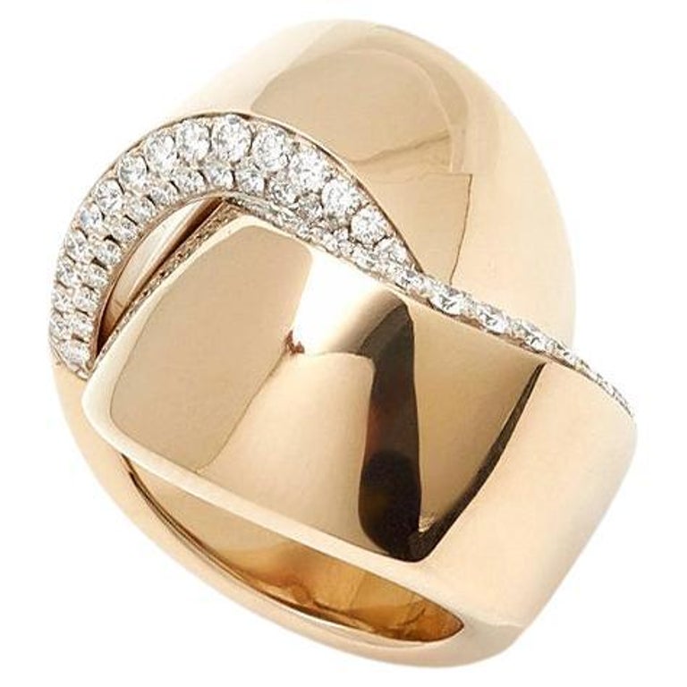 Vhernier 18k Gold Diamond Abbraccio Ring For Sale at 1stDibs