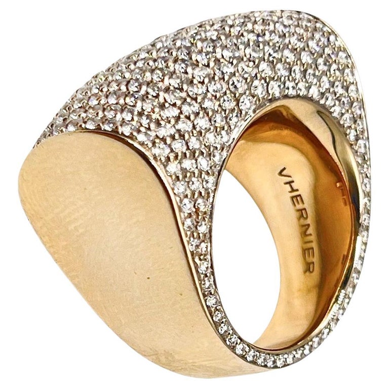 Vhernier 18k Gold Diamond Plateau Piccolo Ring at 1stDibs
