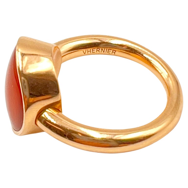Vhernier 18k Rose Gold Carnelian Giotto Swivel Ring For Sale at 1stDibs