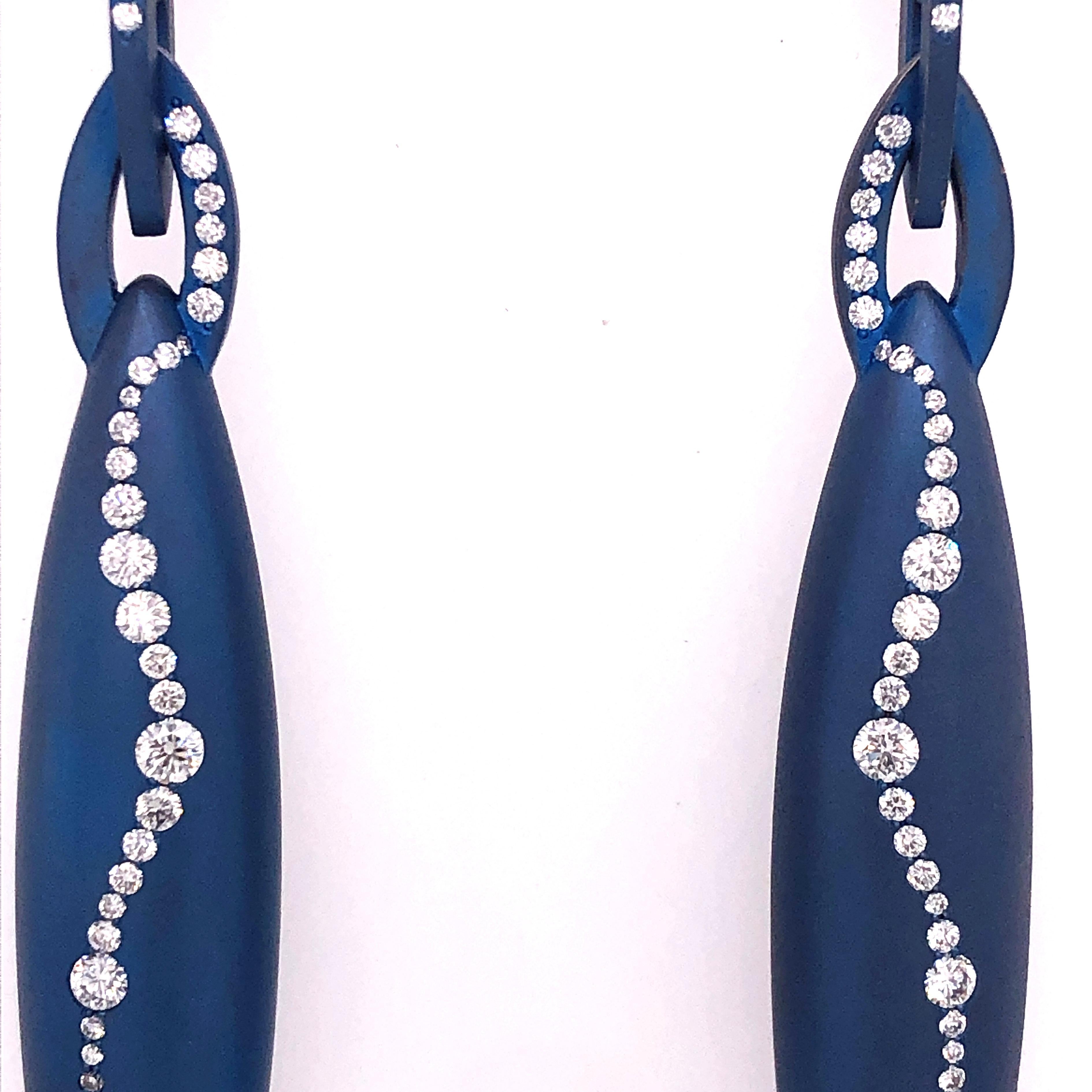 Vhernier Fuseau White Diamond Blue Titanium Earrings For Sale at 1stDibs