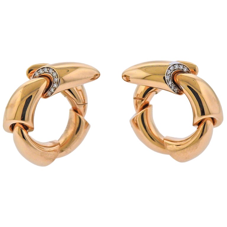 Vhernier Calla Rose Gold Diamond Earrings For Sale at 1stDibs