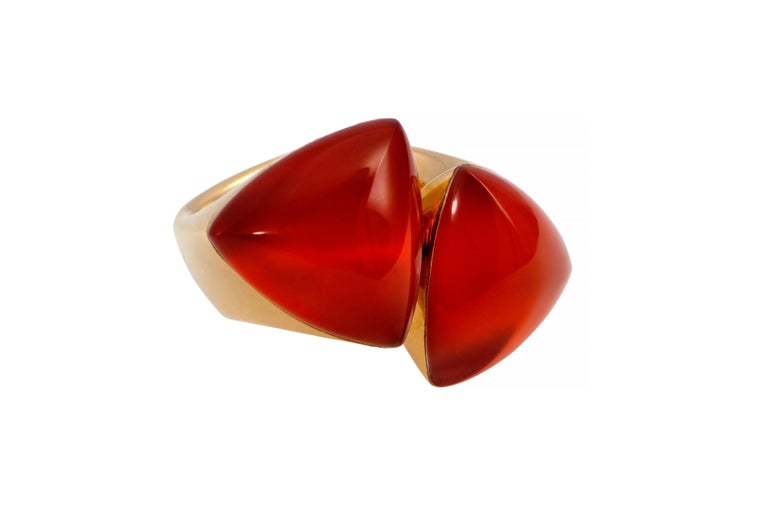 Vhernier Carnelian, Rock Crystal and Gold Freccia Ring For Sale at 1stDibs
