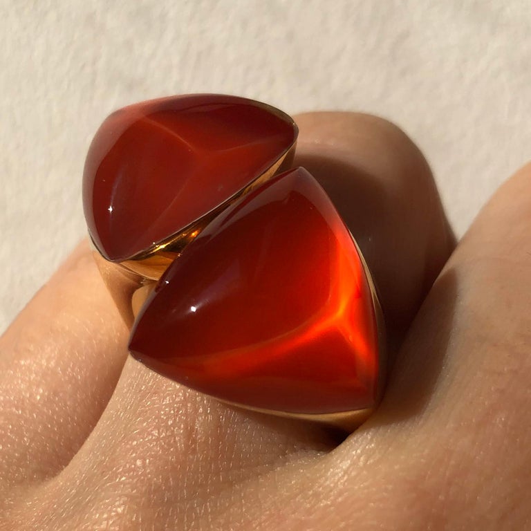 Vhernier Carnelian, Rock Crystal and Gold Freccia Ring For Sale at 1stDibs