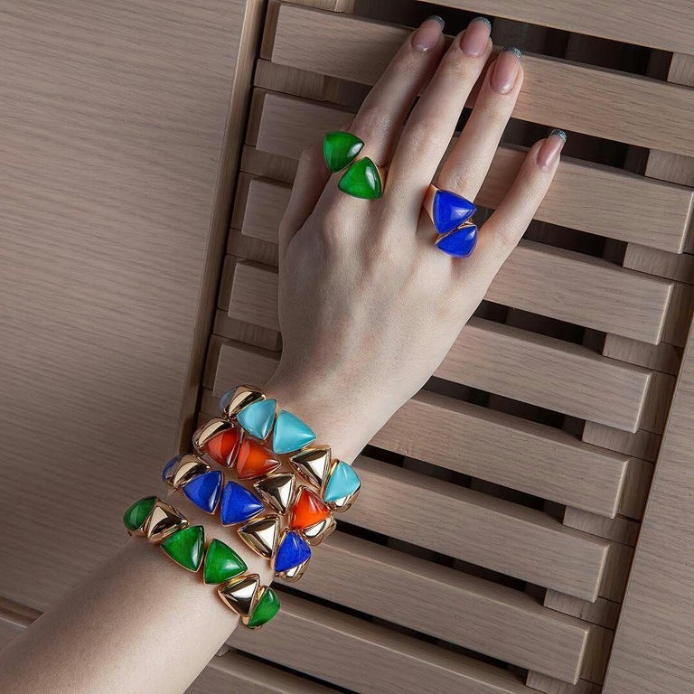 Vhernier Freccia Bracelet 18 Karat Yellow Gold and Jade Rock Crystal ...