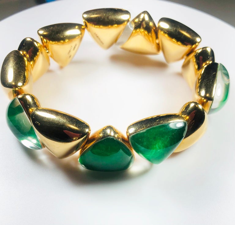 Vhernier Freccia Bracelet 18 Karat Yellow Gold and Jade Rock Crystal ...
