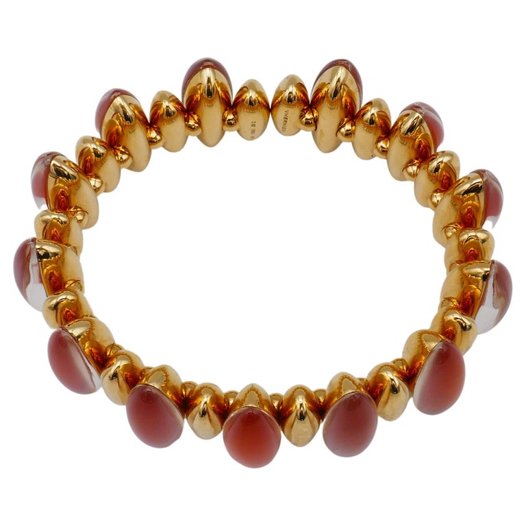 Vhernier Fuseau Red Carnelian Rock Crystal Gold Bracelet For Sale at ...