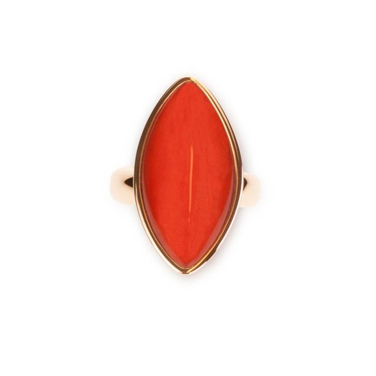 Vhernier Gold Coral and Rock Crystal Quartz Flexible Navette Shaped ...