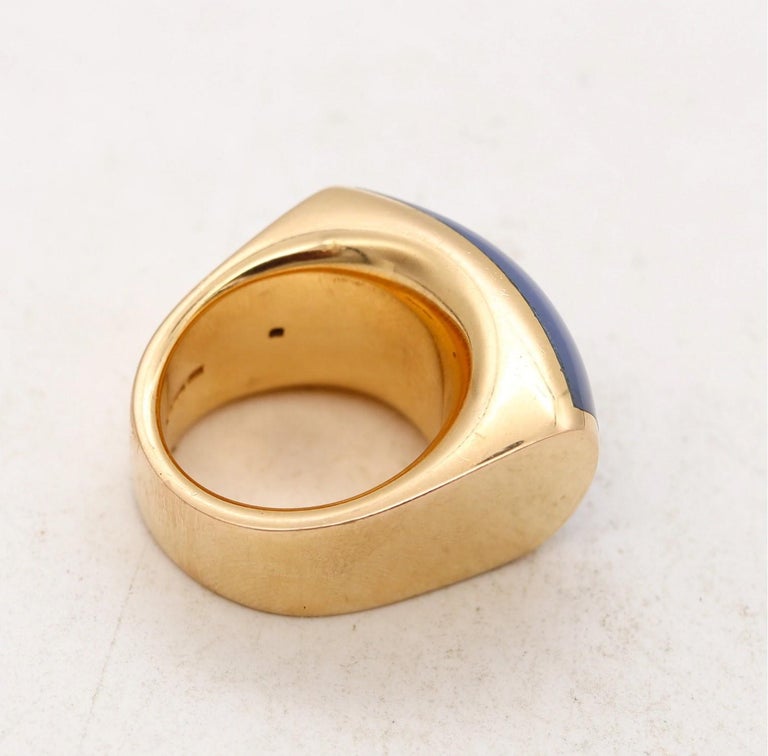 Vhernier Milano Plateau Geometric Cocktail Ring 18Kt Gold with Blue ...
