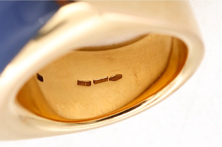 Vhernier Milano Plateau Geometric Cocktail Ring 18Kt Gold with Blue ...