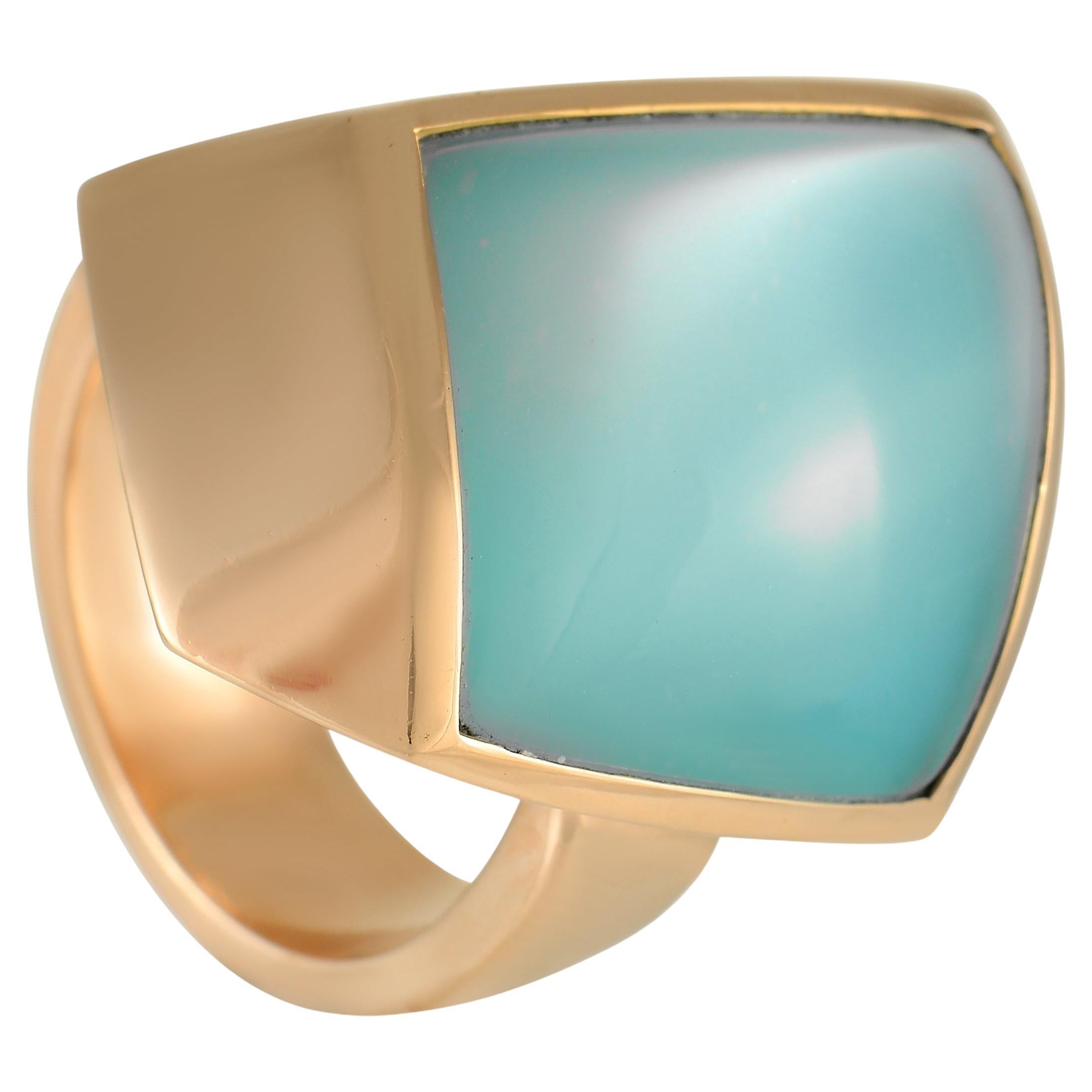 Rubellite Quartz Rock Crystal Inset Ring For Sale at 1stDibs