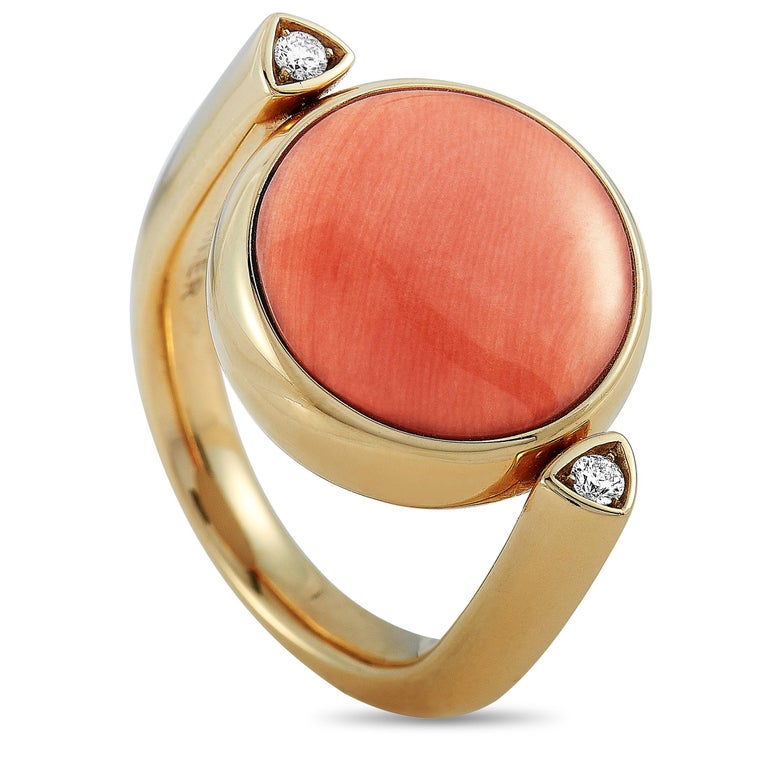 Vhernier Reversible 18 Karat Gold 0.06 Carat Diamond, Adularia and ...