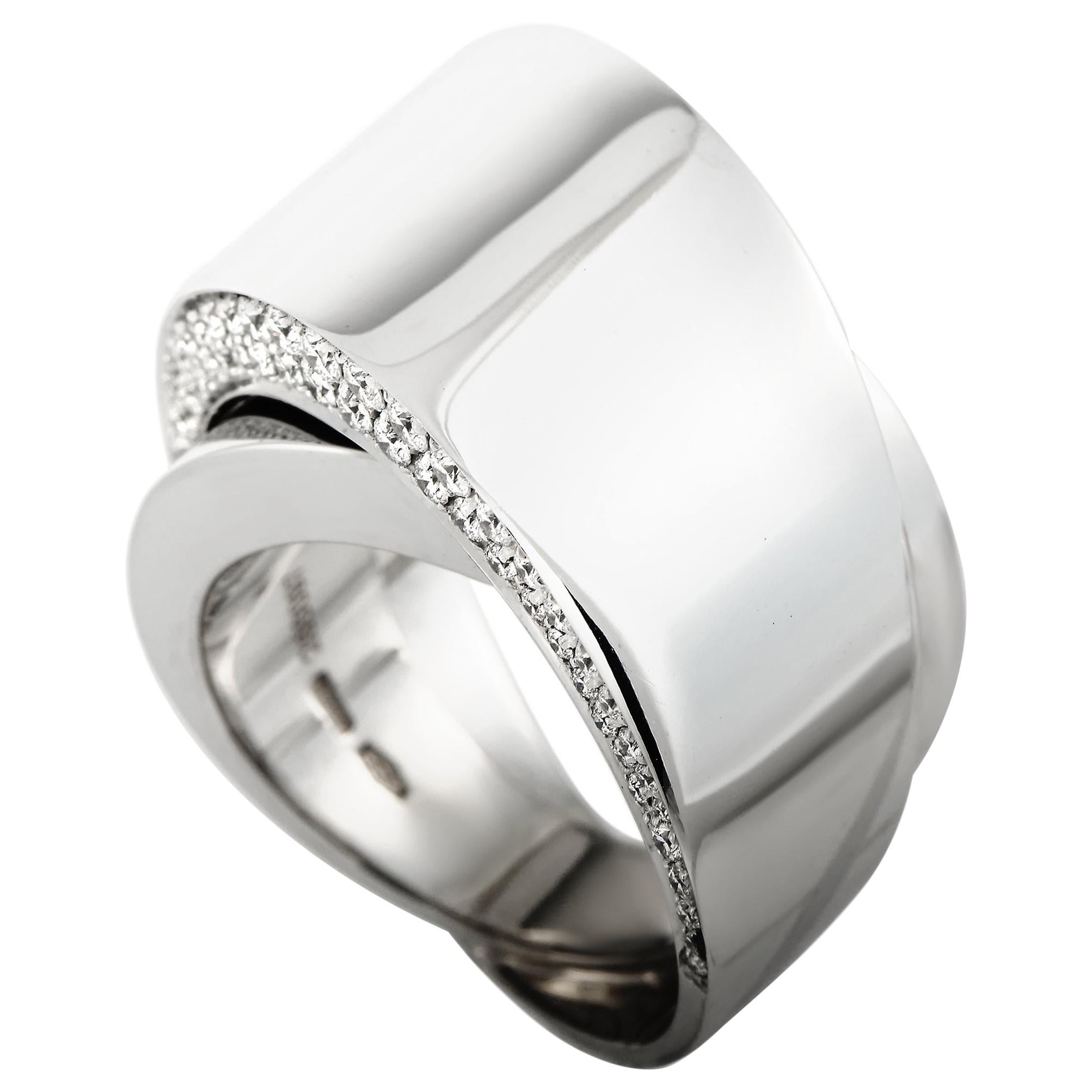 Vhernier Tourbillon 18 Karat White Gold 1.03 Carat Diamond Ring For Sale at 1stDibs