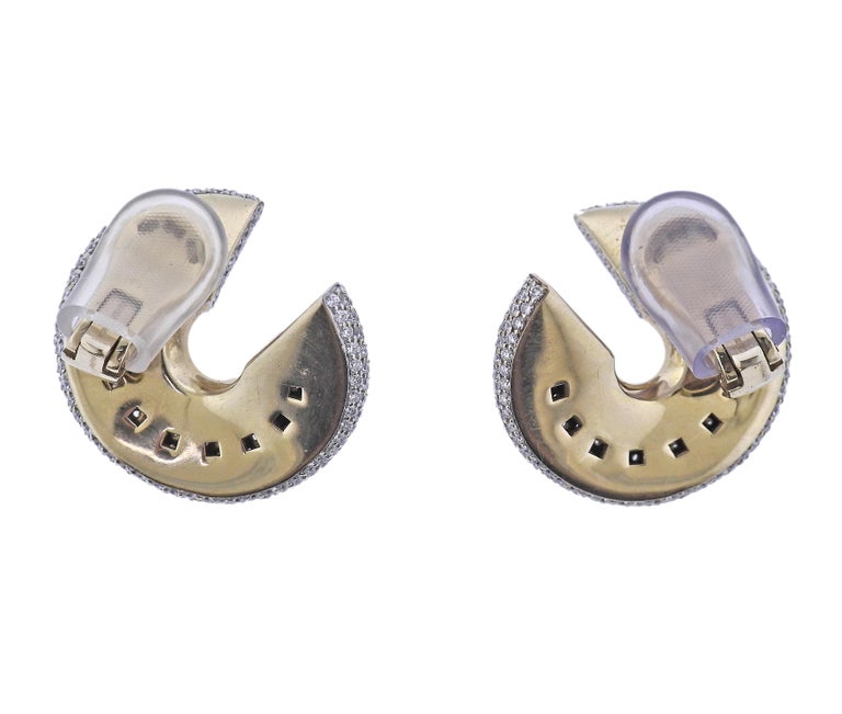 Vhernier Verso Diamond Gold Earrings For Sale at 1stDibs