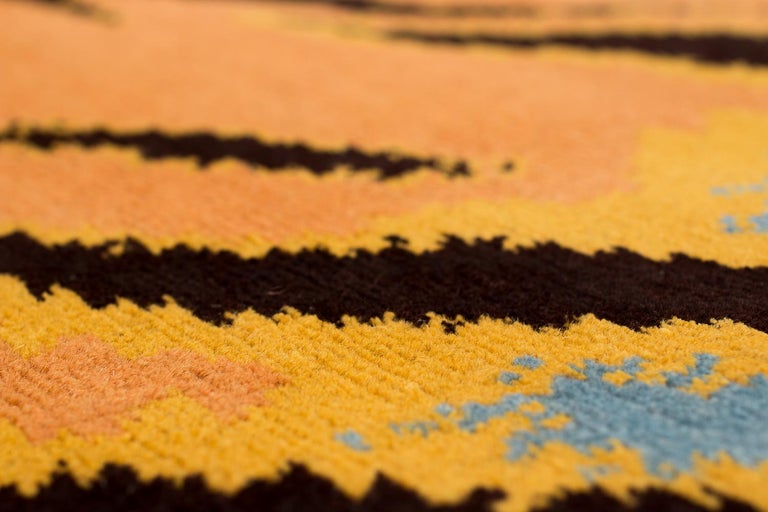 Vibrant Blue, Orange and Black Wool Tiger Print Area Rug For Sale at ...