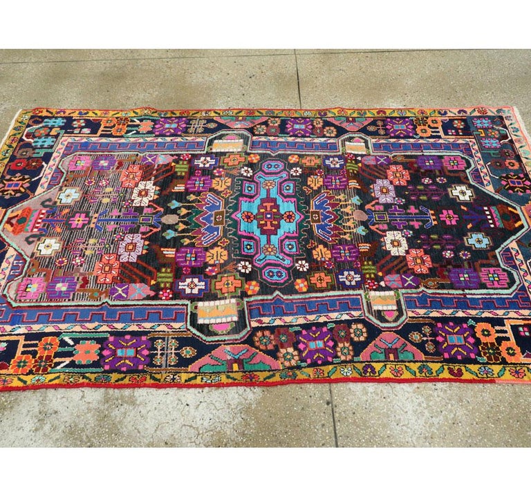 Vibrant Colored Persian Handmade Accent Rug at 1stDibs