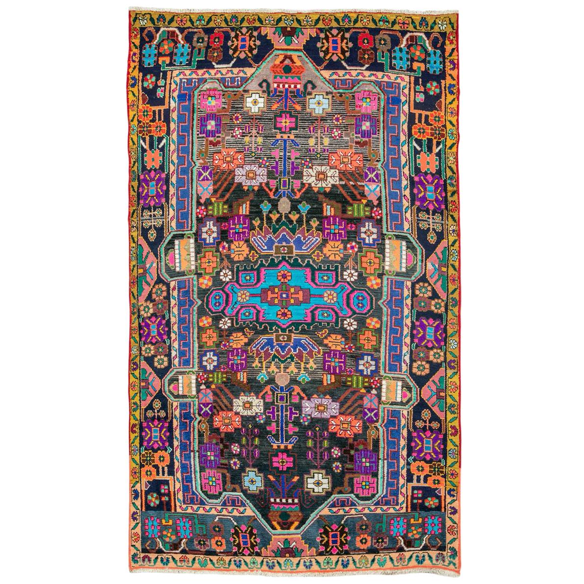 Vibrant Colored Persian Handmade Accent Rug at 1stDibs