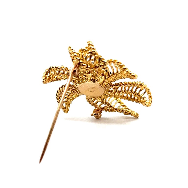 Vibrant Floral Broch with Sapphires in 18 Karat Yellow Gold For Sale at ...