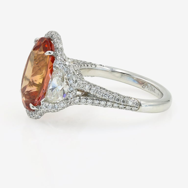 Vibrant Imperial Topaz Ring with Half Moon Cut and Round Diamonds in ...