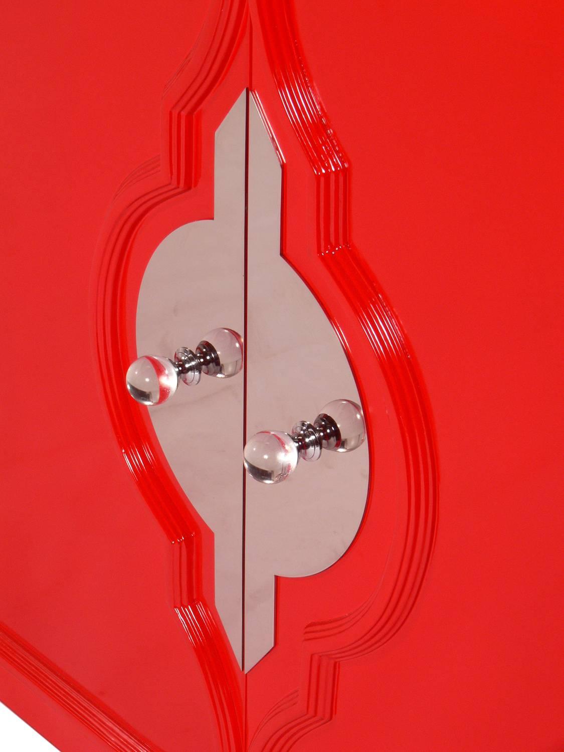 Vibrant Red Lacquer Credenza at 1stDibs | red credenza