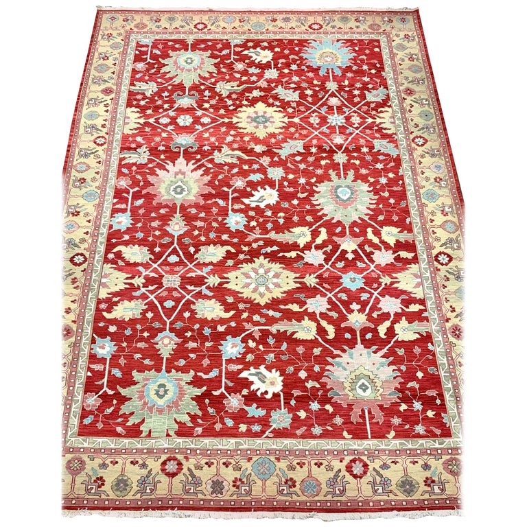 Vibrant Red Wool Flat-Weave Area Rug For Sale at 1stDibs