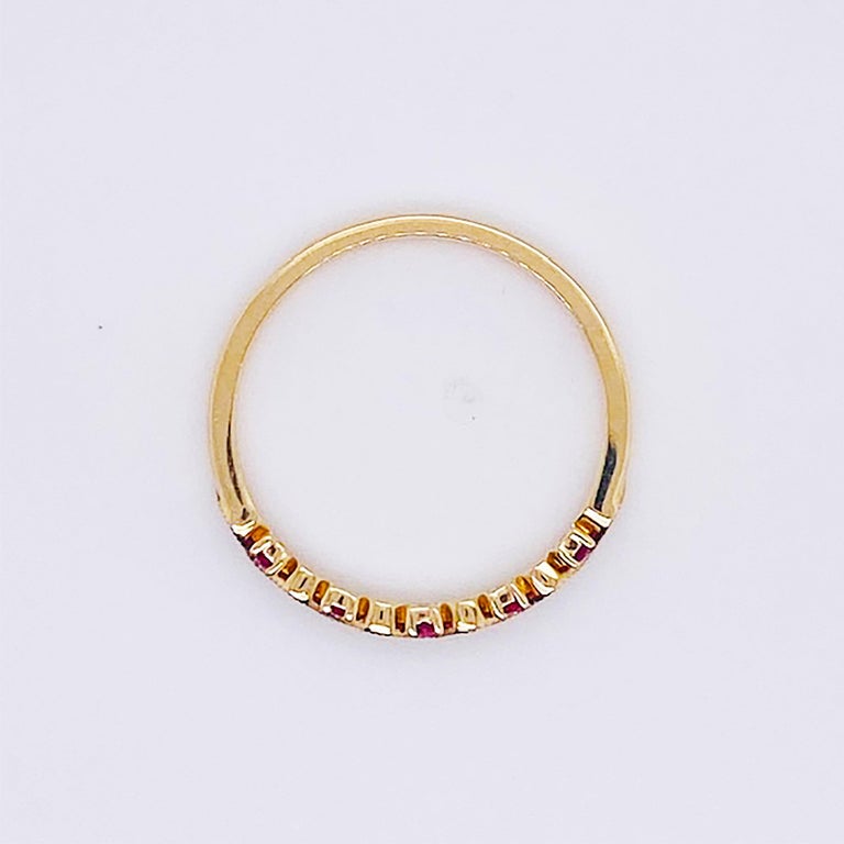 Customizable Vibrant Ruby Ring w Diamond Beaded Wave Band 14K Gold Ring ...