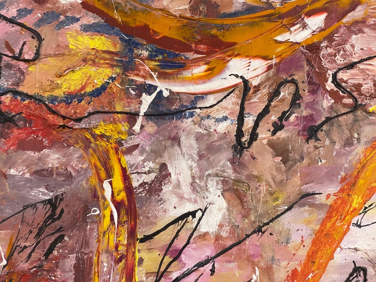 Vibrant Signed Mid Century Abstract For Sale at 1stDibs