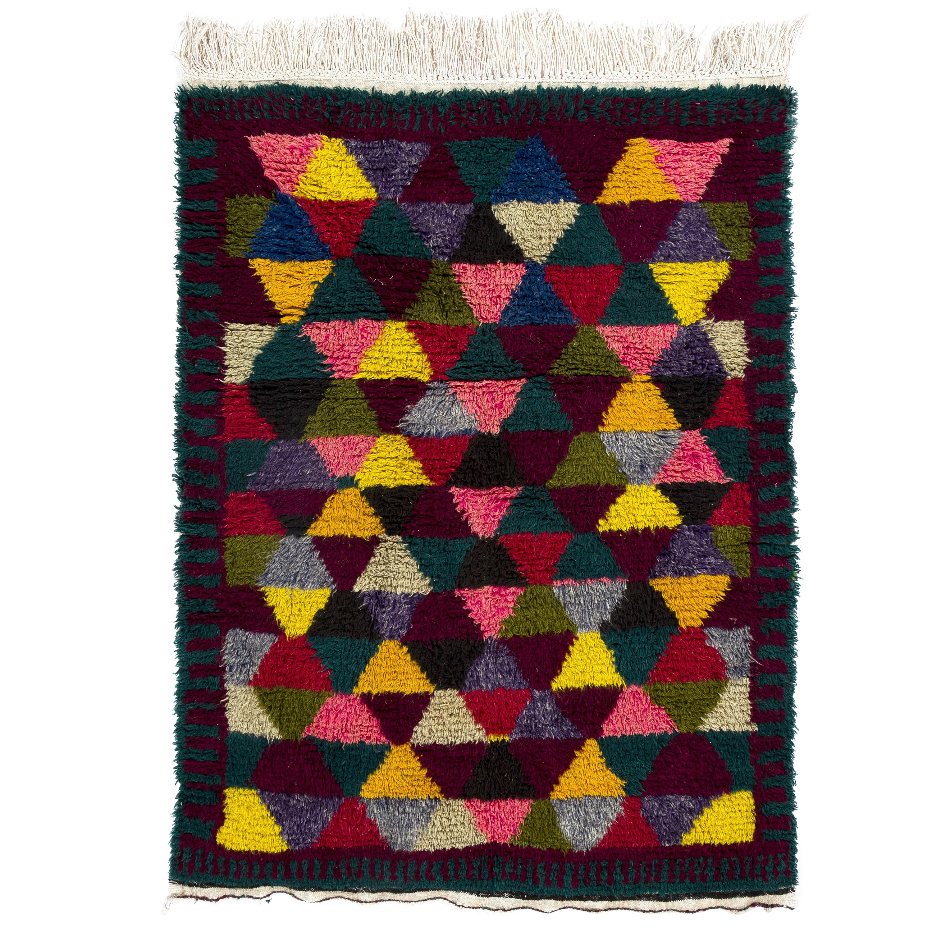 Cozy Solid Red "Tulu" Rug in Angora Wool For Sale at 1stDibs