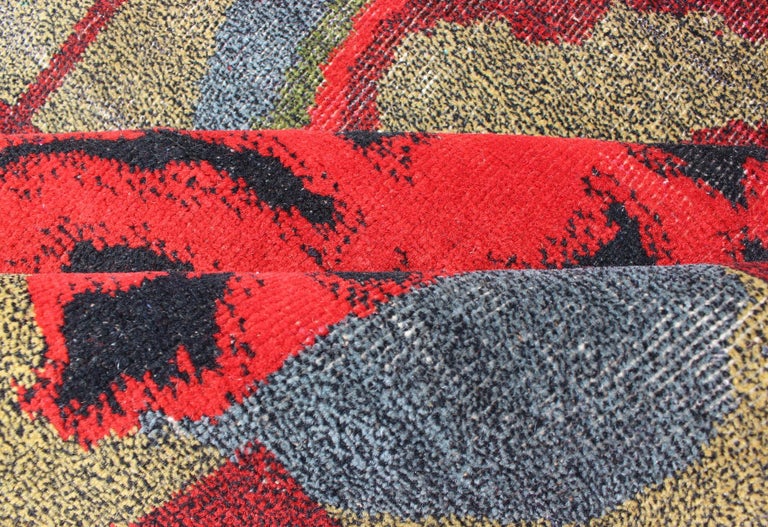 Vibrant Vintage Rug with Mid-Century Modern and Geometric Design For ...