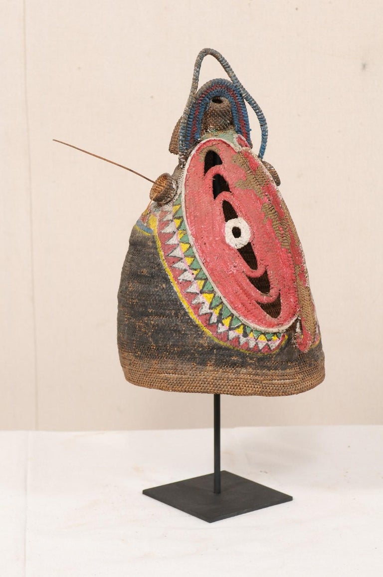 Vibrantly Colored Baba Festival Mask on Stand from Papua New Guinea For ...