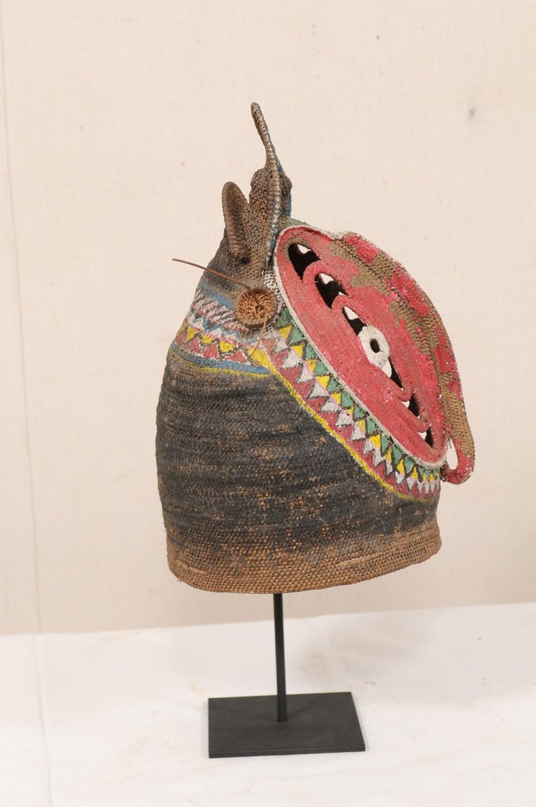 Vibrantly Colored Baba Festival Mask on Stand from Papua New Guinea For ...