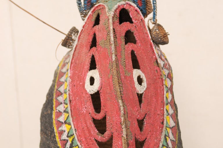 Vibrantly Colored Baba Festival Mask on Stand from Papua New Guinea For ...