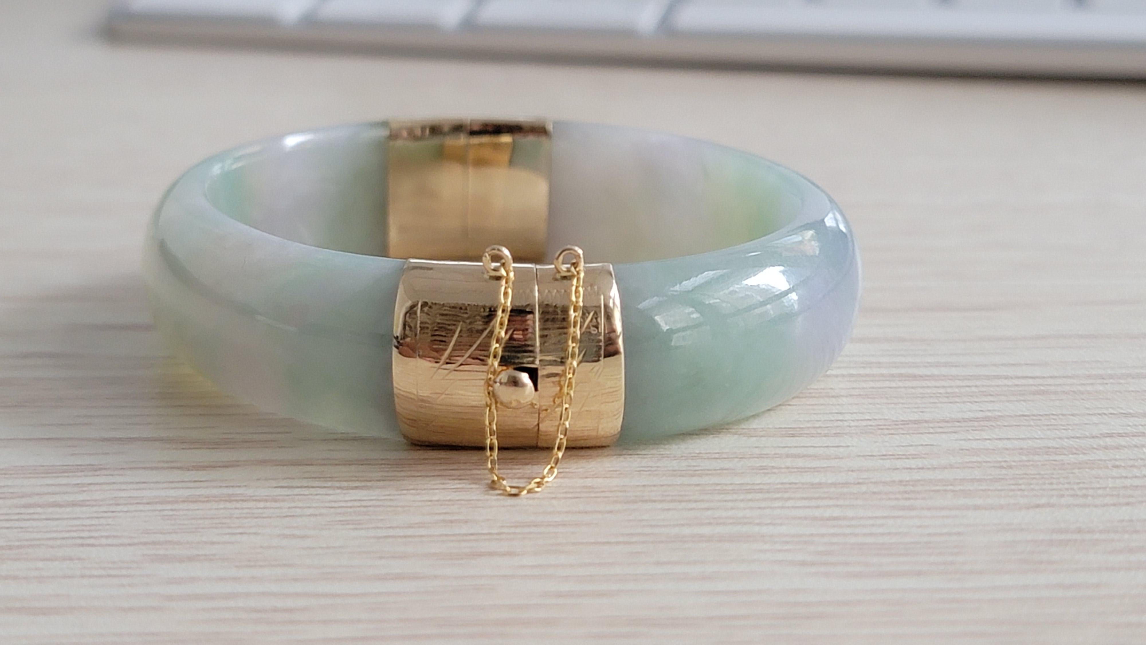 Viceroy's Elliptical Burmese A-Jade Bangle Bracelet (with 14K Gold) For ...