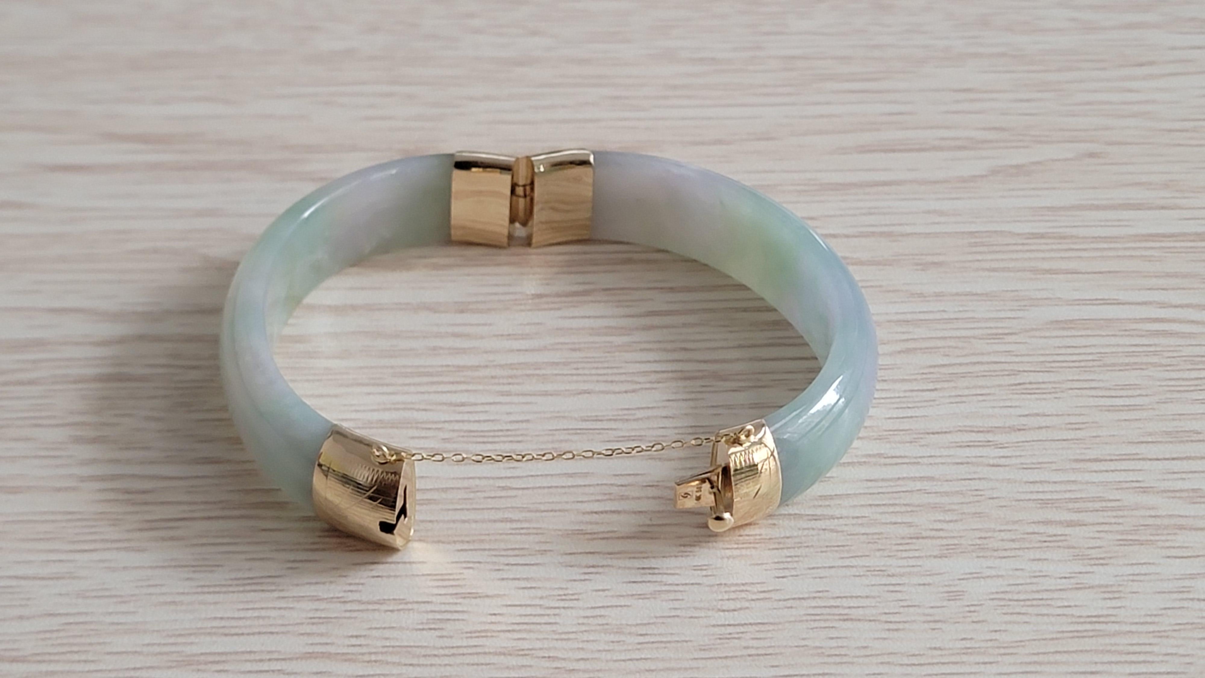 Viceroy's Elliptical Burmese A-Jade Bangle Bracelet (with 14K Gold) For ...