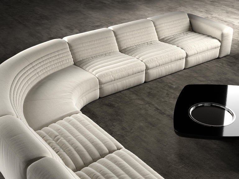 Vicious Modular Sofa White Bouclé Wool Fabric For Sale at 1stDibs