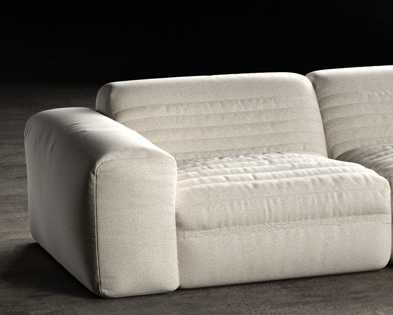 Vicious Modular Sofa White Bouclé Wool Fabric For Sale at 1stDibs
