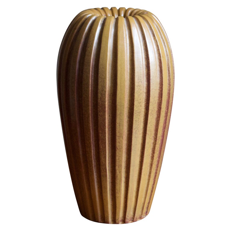 Vicke Lindstrand, Large Fluted Vase, Glazed Ceramic, Upsala-Ekeby ...