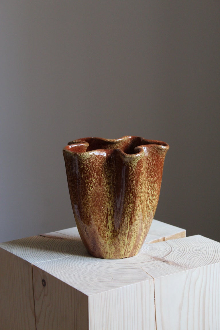 Vicke Lindstrand, Organic Vase, Glazed Stoneware, Upsala-Ekeby, Sweden ...