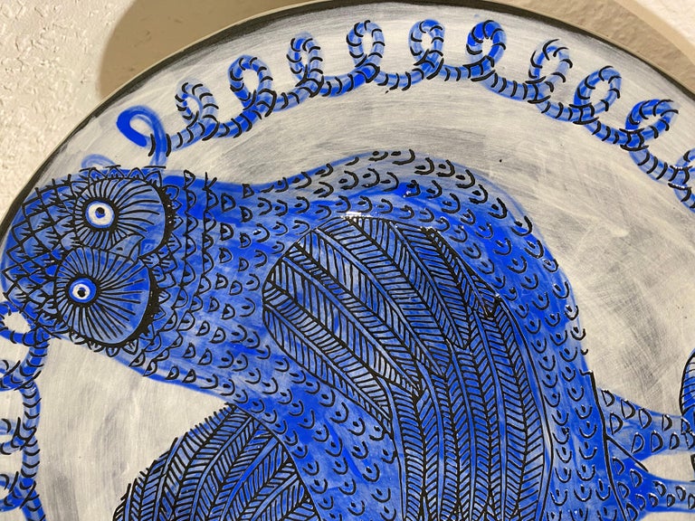 Vicky Lindo - Blue Owl Plate For Sale at 1stDibs