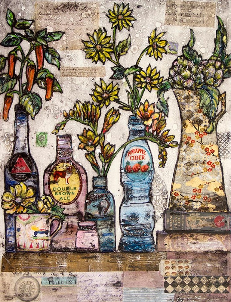 Vicky Oldfield - A Long Romance, Floral Art, Modern Still Life Print ...