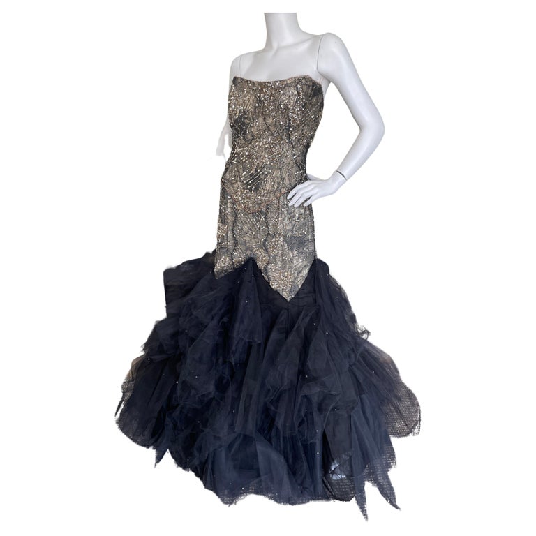 Vicky Tiel Couture Paris for Bergdorf Goodman Vintage 80's Corset Mermaid Dress For Sale at 1stDibs