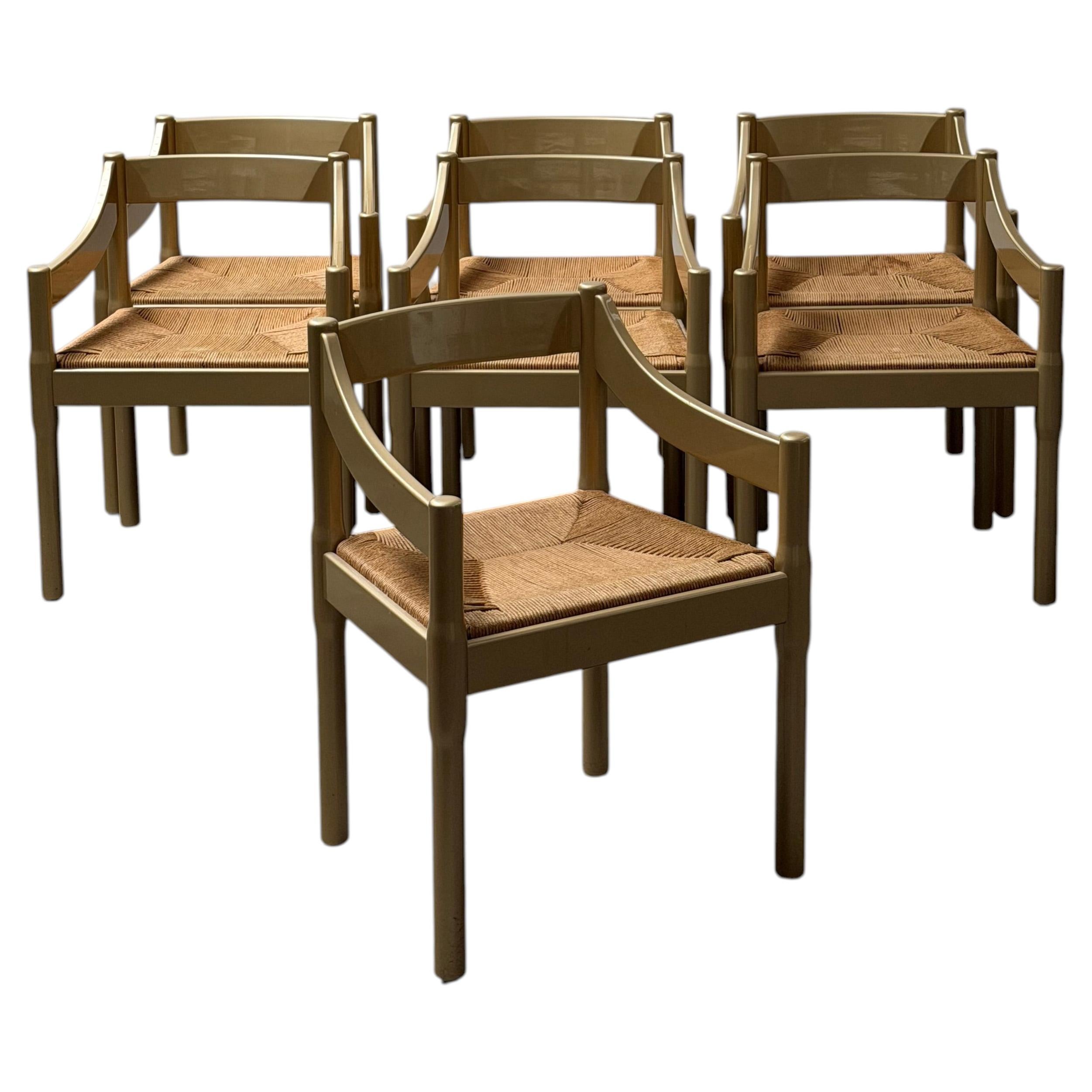 Vico Magistretti, Carimate Dining Chairs, Cassina, Set of 7, Italy ...
