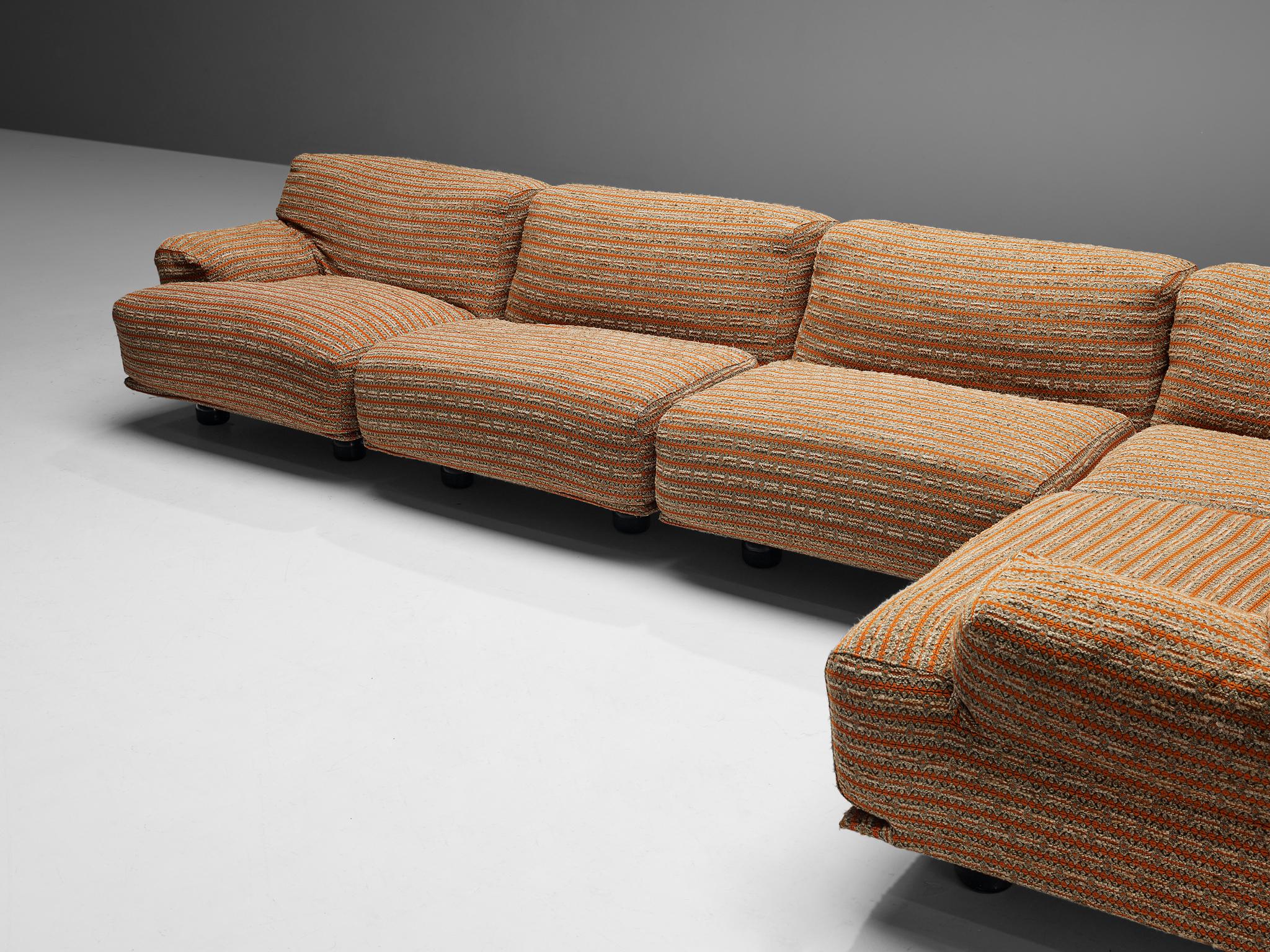 Vico Magistretti ‘Fiandra’ Sectional Sofa in Patterned Upholstery For Sale at 1stDibs