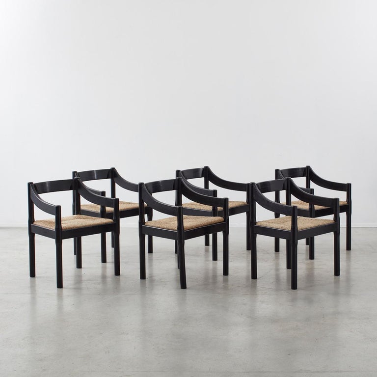 Vico Magistretti Set of Six 'Carimate' chairs, c 1959 at 1stDibs