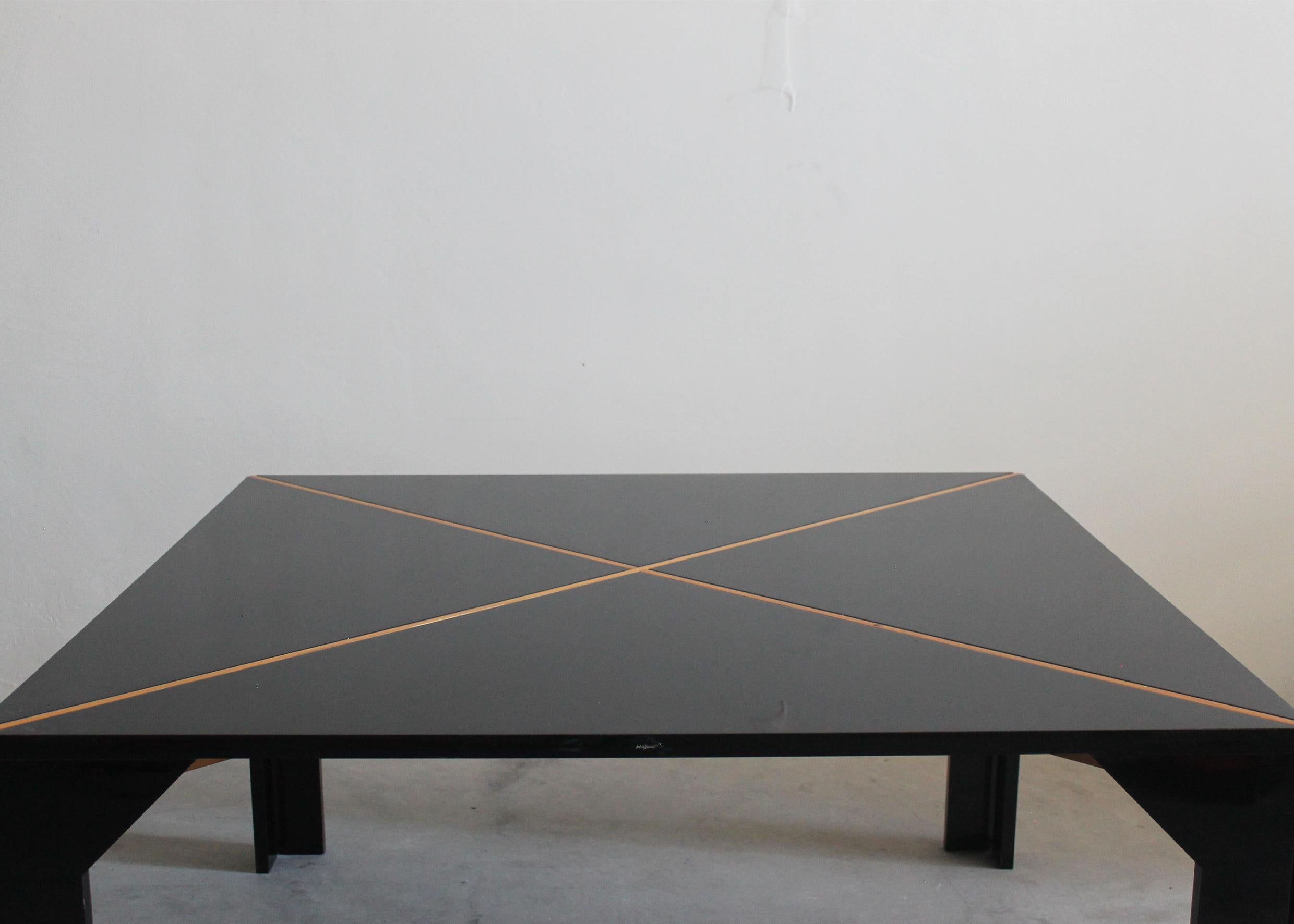 Vico Magistretti Tema Table in Black Lacquered Wood by B&B 1973 Italy ...