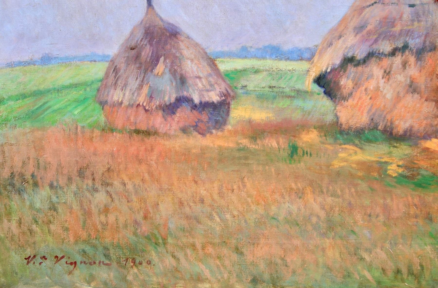 Victor Alfred Paul Vignon - Les Meules - Impressionist Oil, Haystacks ...