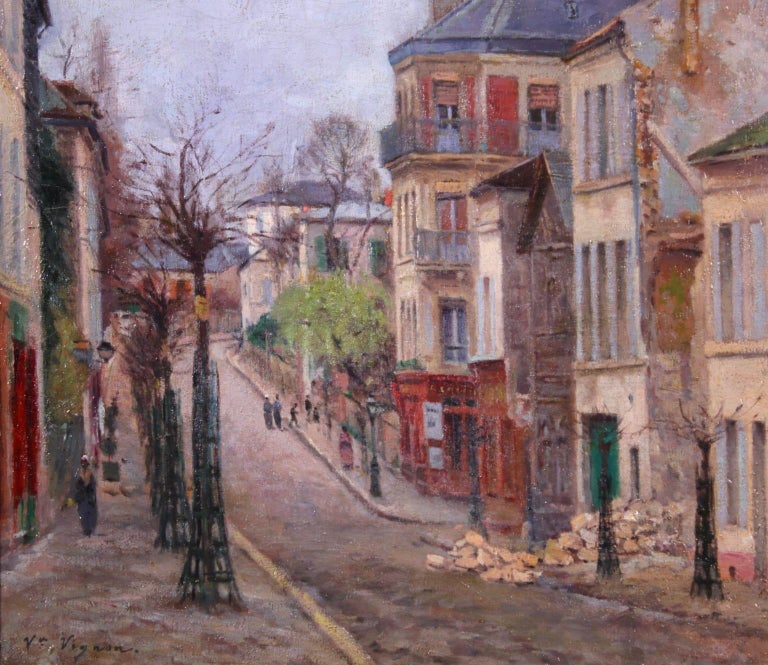 Victor Alfred Paul Vignon - Montmartre - Impressionist Oil, Figures in ...