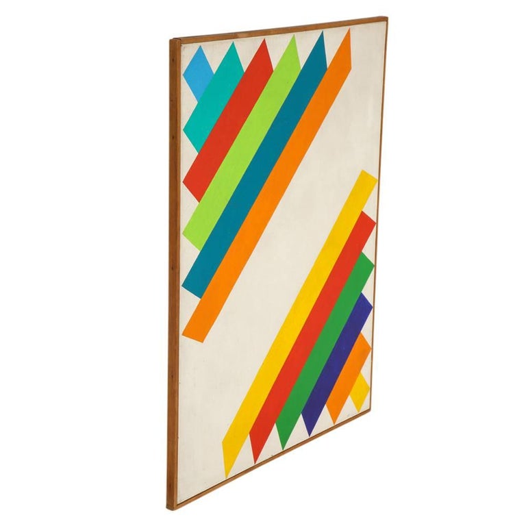 Victor Burgin Abstract Painting, Acrylic on Canvas, Geometric, Signed ...